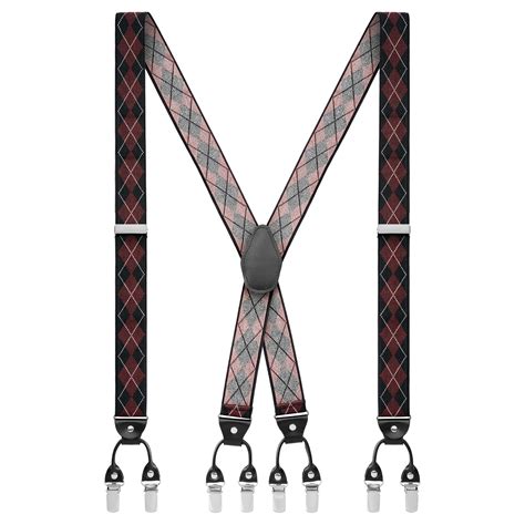 Vexel Burgundy Large Diamond Patterned X Back Braces In Stock