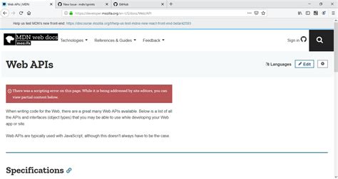 En Usdocsmdnfeedback · Issue 1845 · Mdnsprints · Github