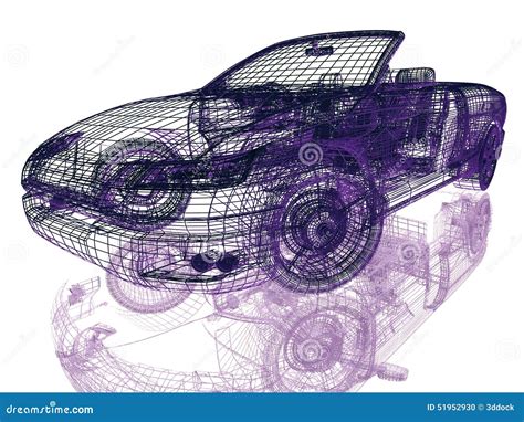 Framework Of Model Car On White Stock Illustration Illustration Of Industry Shadow 51952930