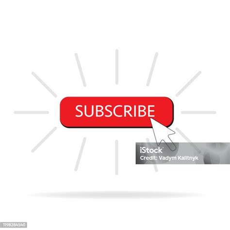 Subscribe Button Color With Arrow Cursor And Shadow Vector Illustration