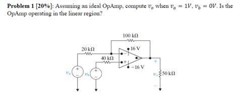 Solved Problem Assuming An Ideal OpAmp Compute Chegg Com