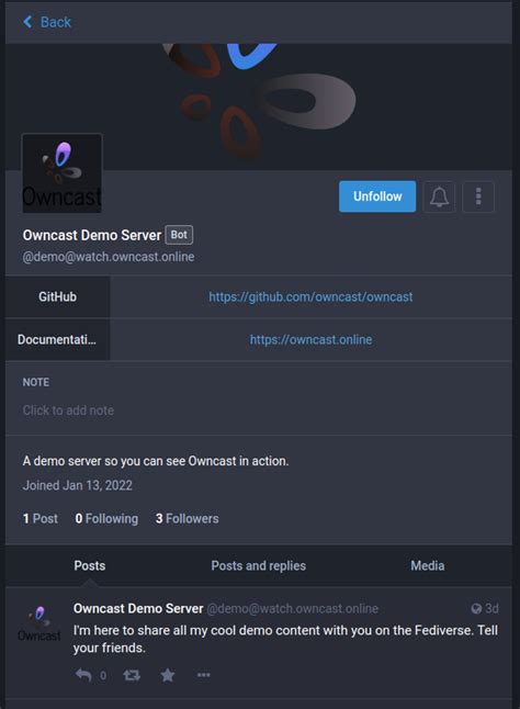 Discoverability Link To The Instance From The Fediverse Profile · Issue 1675 · Owncastowncast