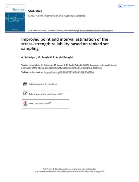 Pdf Improved Point And Interval Estimation Of The Stress Strength