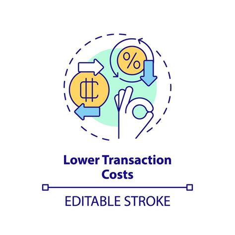 2d Editable Lower Transaction Costs Thin Line Icon Concept Isolated