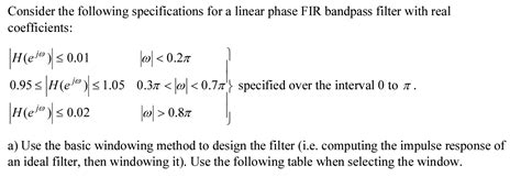 Solved Consider The Following Specifications For A Linear Chegg