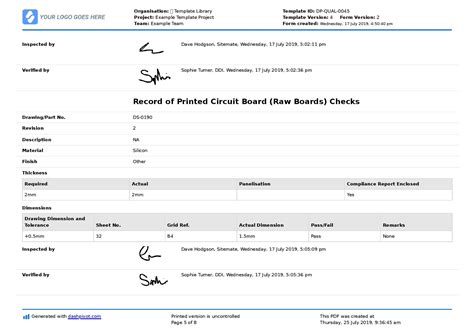 First Article Inspection Report Template Prntbl