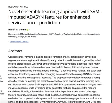 Enhancing Cervical Cancer Prediction With Novel Ensemble Learning
