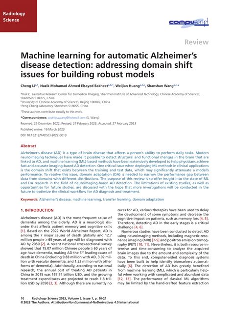Pdf Machine Learning For Automatic Alzheimers Disease Detection Addressing Domain Shift