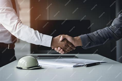 A Man And Woman Shaking Hands Over A Desk With A Mouse And A Mouse