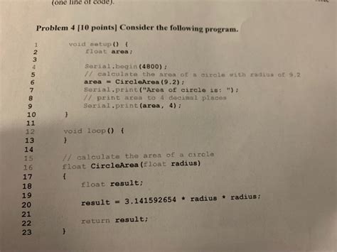 Solved One Line Of Code Problem 4 110 Points Consider Chegg Com