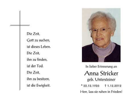 Anna Stricker Aus Latsch Trauerhilfe It Das Südtiroler Gedenkportal