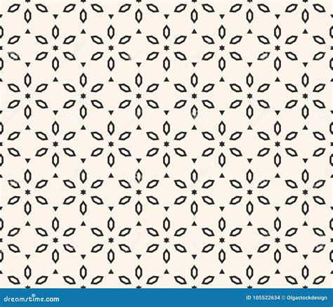 Vector Geometric Floral Pattern Black And White Seamless Texture 125732421
