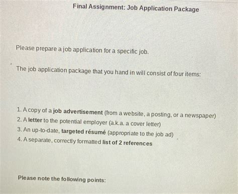 Solved Final Assignment Job Application Package Please Prepare A Job