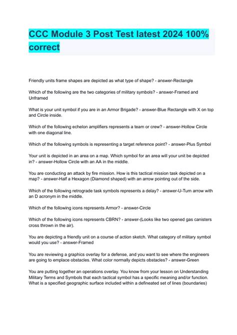 Ccc Module 3 Post Test Latest 2024 100 Correct Ccc Module 3 Post Tst Stuvia Us