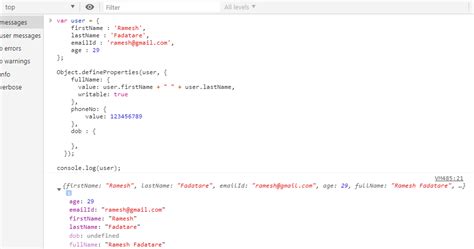 JavaScript Object DefineProperties Example