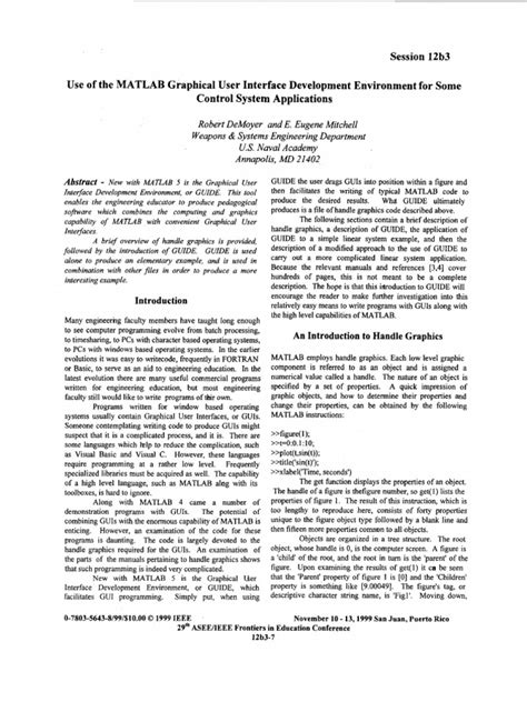 session 12b3 use of the matlab graphical user interface development