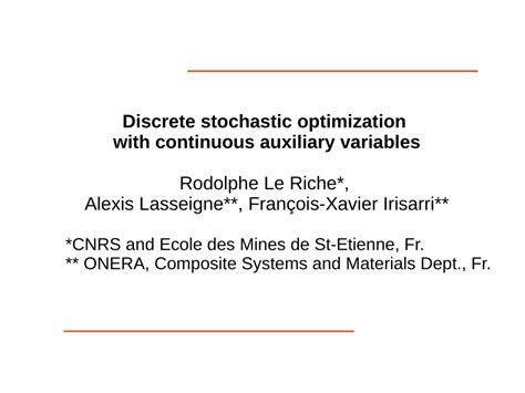 Pdf Discrete Stochastic Optimization With Continuous Auxiliary Variables