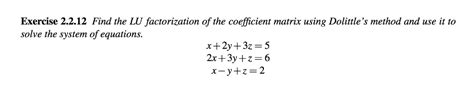 Solved Exercise 2 2 12 Find The Lu Factorization Of The