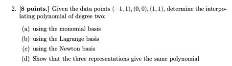 solved 2 [8 points ] given the data points