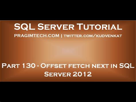 Offset Fetch Next In SQL Server YouTube