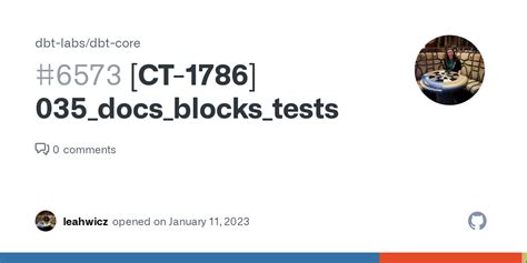 CT Docs Blocks Tests Issue Dbt Labs Dbt Core GitHub