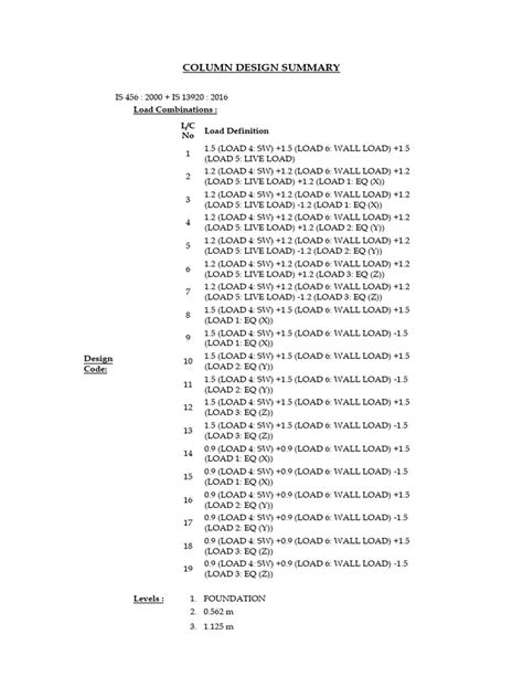 Column Design Summary Pdf Structural Engineering Building Engineering