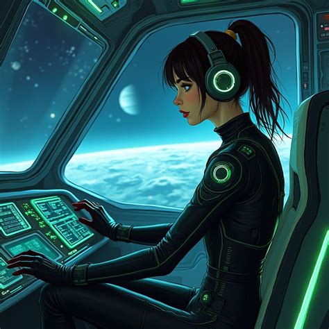 Sleek Space Pilot Girl In A Cyberpunk Futuristic C Ai Art