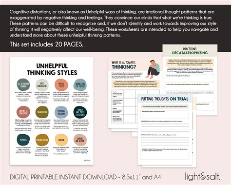Cognitive Distortions Worksheets Unhelpful Thinking Styles Therapy