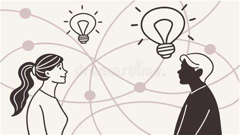Man And Woman With Connected Ideas Collaborative Thinking Vector Design Generative Ai Stock