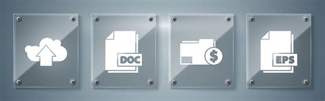 Eps 파일 문서 재무 문서 폴더 Doc 파일 문서 및 클라우드 업로드를 설정합니다 정사각형 유리 패널 벡터 0명에 대한 스톡 벡터 아트 및 기타 이미지 Istock