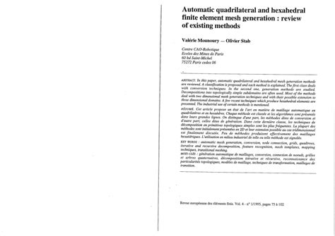 Pdf Automatic Quadrilateral And Hexahedral Finite Element Mesh