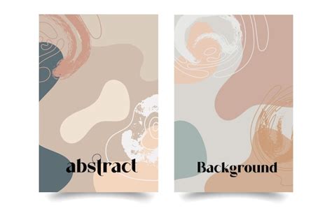 Premium Vector Set Of Stylish Templates With Organic Abstract Shapes And Line In Nude Colors