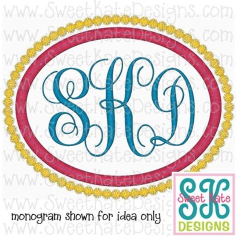 Oval And Scallop Frame 3 4 5 Applique Machine Embroidery File {3