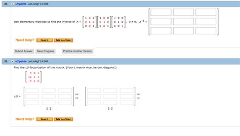Solved Use elementary matrices to find the inverse of A = [1 | Chegg.com
