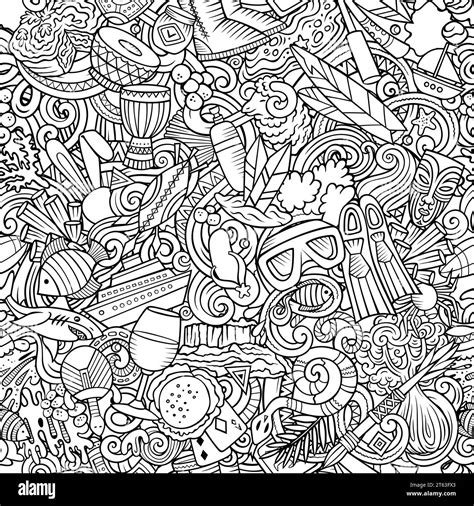 Cartoon Doodles Australia Seamless Pattern Stock Vector Image And Art Alamy