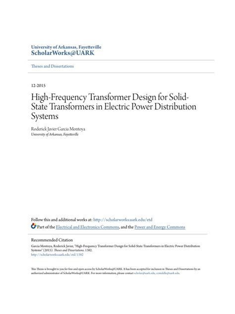 High Frequency Transformer Design For Solid State Transformers In Pdf Transformer Power