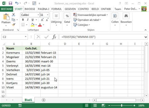Gratis Tips Excel Sorteren Op Verjaardagen