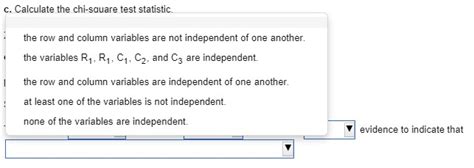 Solved 0 Contingency Table C Row Variable R Rp T Column