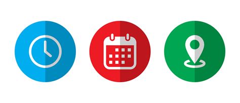 Time Date And Address Icon Vector In Flat Style 26966958 Vector Art At Vecteezy