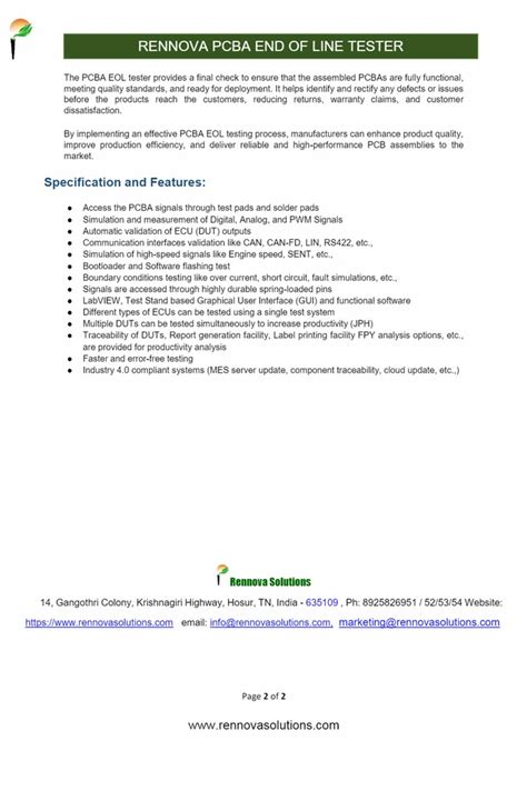 Monitor Pcba End Of Line Eol Test System For Industrial Laboratory Model Name Number Renn
