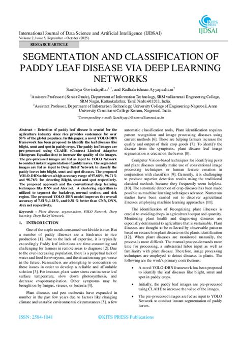 Pdf Segmentation And Classification Of Paddy Leaf Disease Via Deep Learning Networks