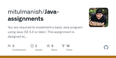 GitHub Mitulmanish Java Assignments You Are Required To Implement A Basic Java Program Using