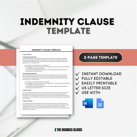 Indemnity Clause Template Indemnity Clause In Contracts Indemnity