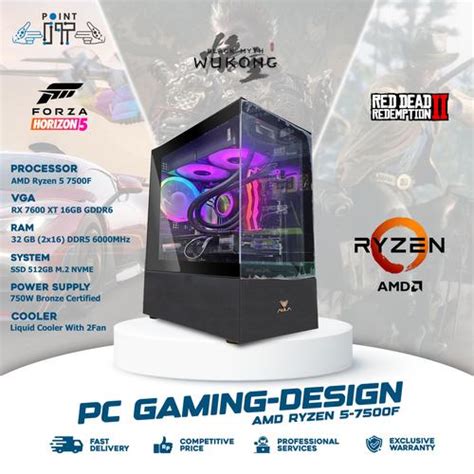 Jual Pc Rakitan Gaming Dan Design Amd Ryzen 5 7500f Ram 16gb Ddr5 6000mhz Ssd M2 Nvme 500gb