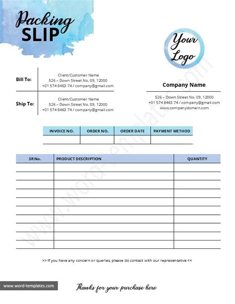 free export packing list templates [ms word docx]