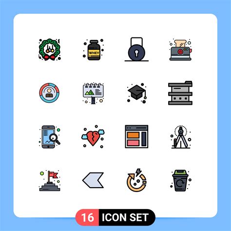 Set Of 16 Modern Ui Icons Symbols Signs For Diagram Toaster Whey Toast Security Editable