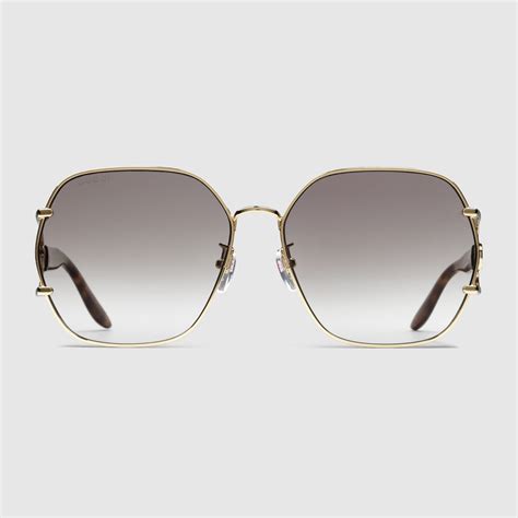 Geometric Frame Sunglasses In Yellow Gold Toned Metal Gucci® Sg