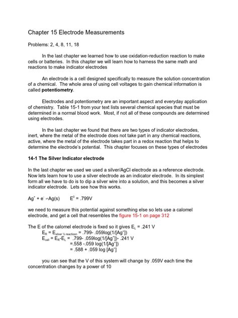 Chapter 15 Electrode Measurements 14 1 The Silver Indicator Electrode