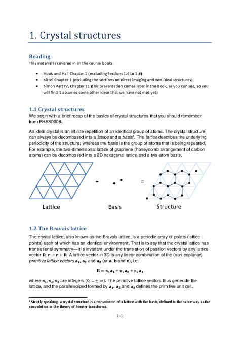01 Crystal Structures 1 Crystal Structures Reading This Material Is