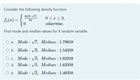 Solved Consider The Following Density